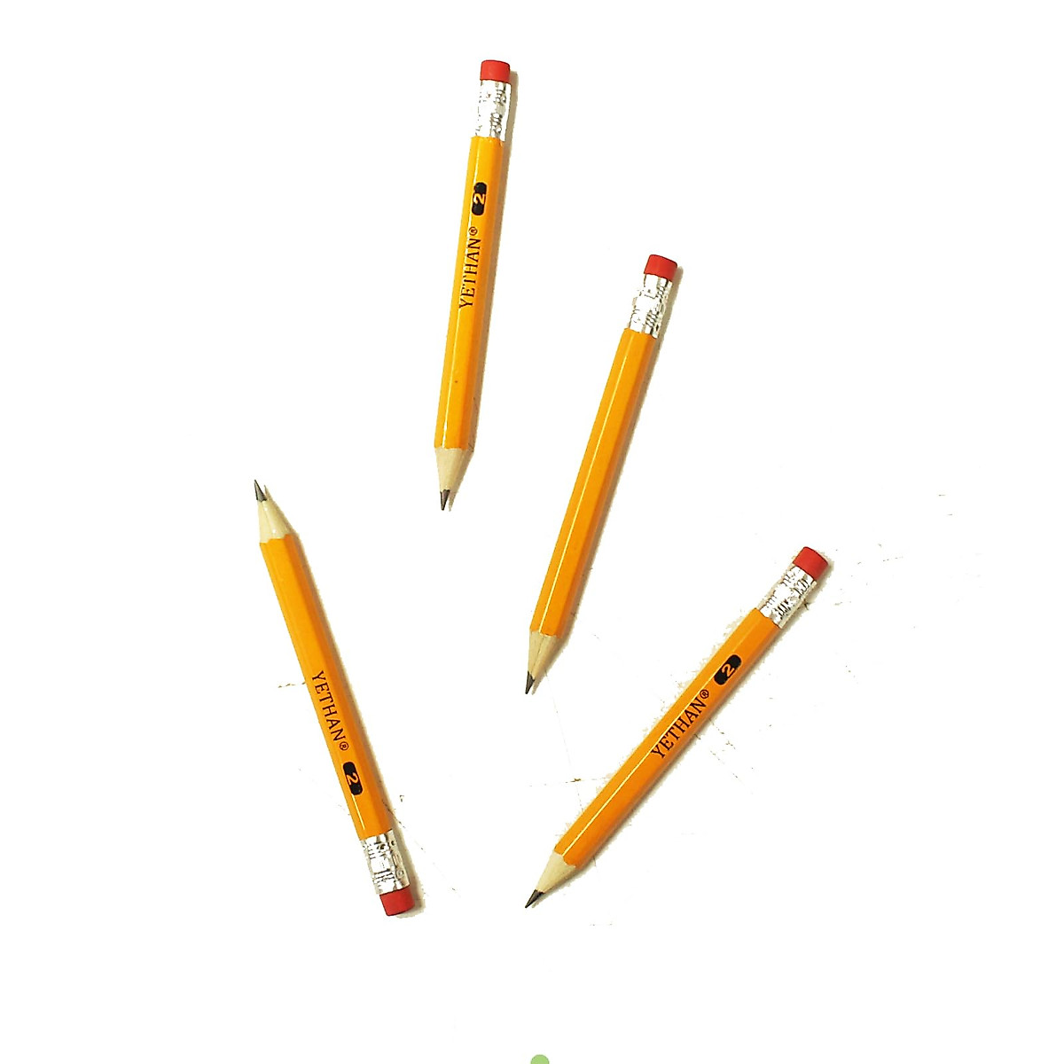 YETHAN Half Pencils with Eraser Tops 96Pcs, Golf, Classroom, Pew - #2 HB, Hexagon, 96/Box.