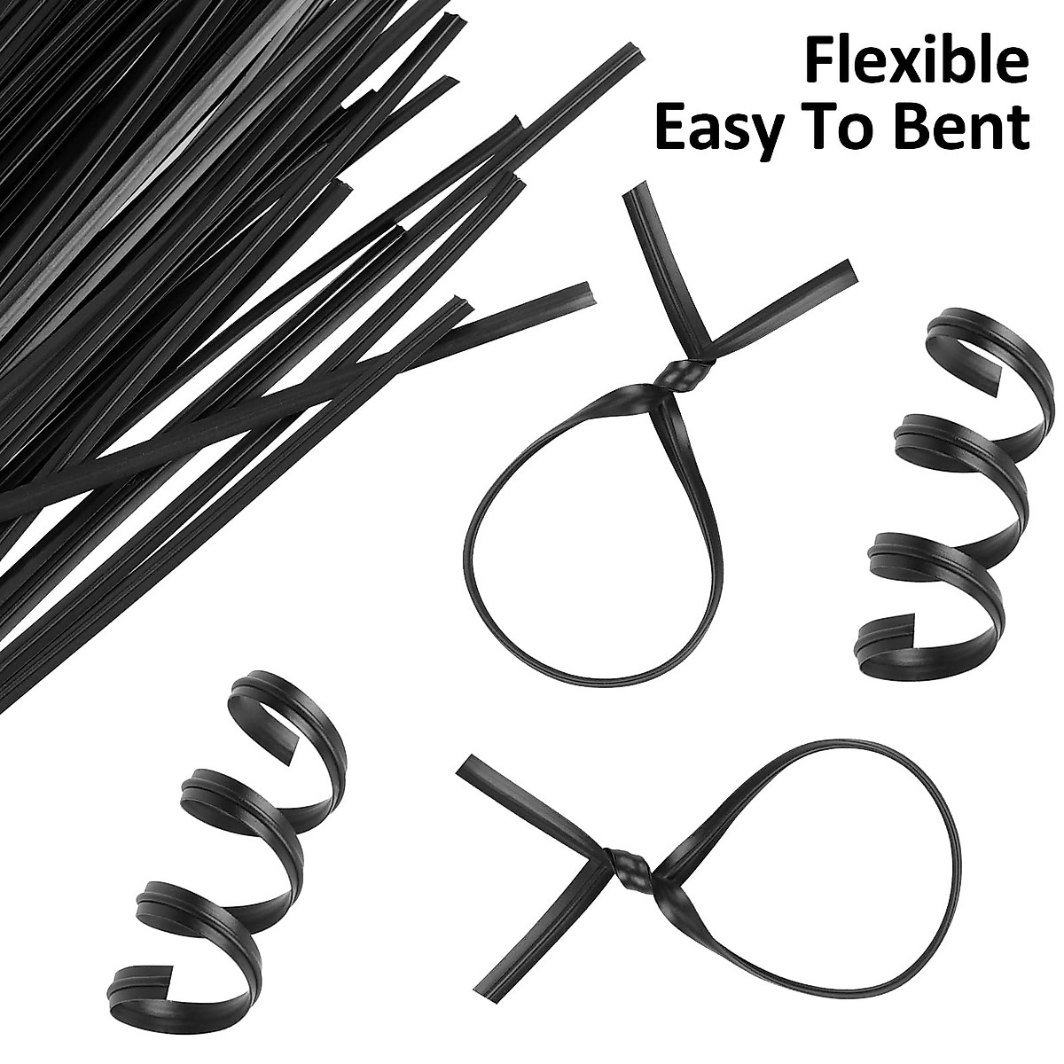 300 Pcs Twist Ties, Plastic 5" Twist Ties, Twist Ties for Bags, Wire Ties Reusable Twist Bread Ties for Household and Office Use