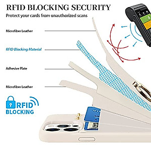 LAMEEKU for iPhone 12 Pro/iPhone 12 Wallet Case 6.1'', Leather Case with Card Holder, 360°Rotation Ring Stand, RFID Blocking Protective Case for Women for Apple iPhone 12 / iPhone 12 Pro Beige