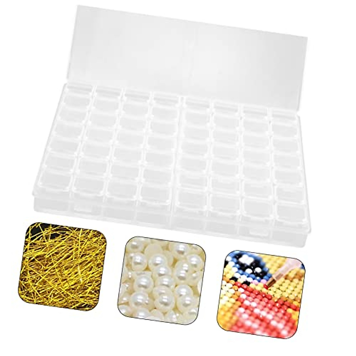 EXCEART 8 pcs Bead Plastic Nail DIY Dividers Compartment Diamond with Art Container Organizer Craft Lids Fishing Grids Embroidery Transparent Diamonds Adjustable Jewelry Storage Cases