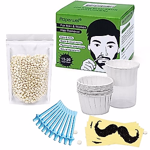 Auperwel Nose Wax Kit, 100g Nose Wax, 20 Blu Applicators, Nostril Waxing Kit for Men and Women Painless Hair Removal with 15 Mustache Guards, and 10 Paper Cups, Nose Ear Wax Kit with 15-20 Uses