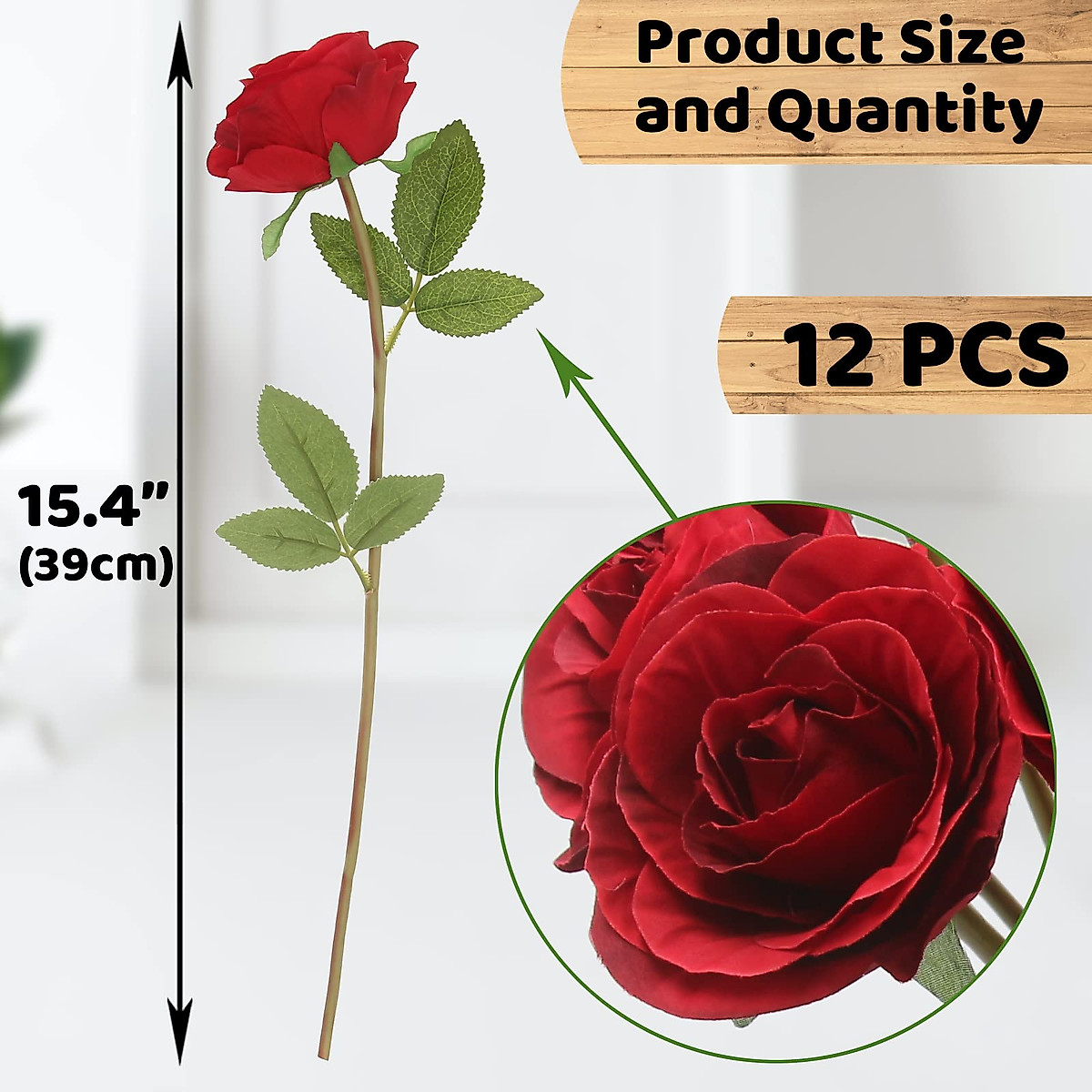 Hananona Artificial Roses Flowers for Flower Arrangement, 12 Pcs Silk Red Rose Bouquet for Home Decoration, Faux Roses for Valentine's Day Parties and Wedding Decoration (Red, 12)