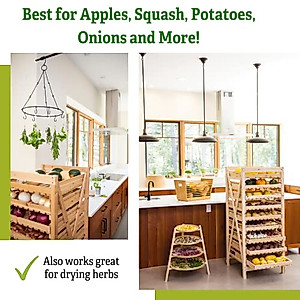 Gardeners Supply Company Garden Harvest Rack, Large 9 Drawer Adjustable Wooden Vegetable and Fruit Storage | Herb Drying Rack | Vegetable Basket Bins Rack