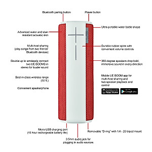 Ultimate Ears Boom Wireless Bluetooth Speaker - Red