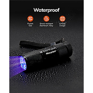 Morpilot Black Light Flashlight Mini UV Flashlight: 395nm Blacklight Flashlights, 9 Led Pet Urine Detector Light for Dog/Cat, Dry Stains, Resin Curing, Bed Bug