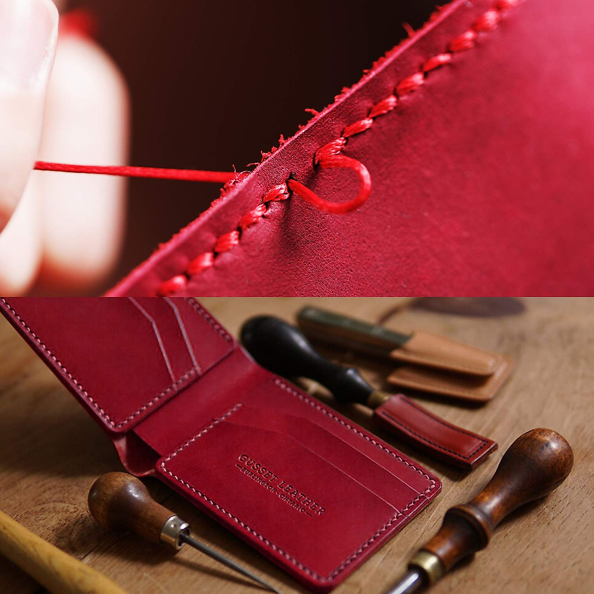 Flexzion Waxed Thread - 284 Yards 0.8mm 150D Polyester Wax Thread for Leather Sewing, Bookbinding, Stitching, & DIY Projects (2 Pack, Red & Black)