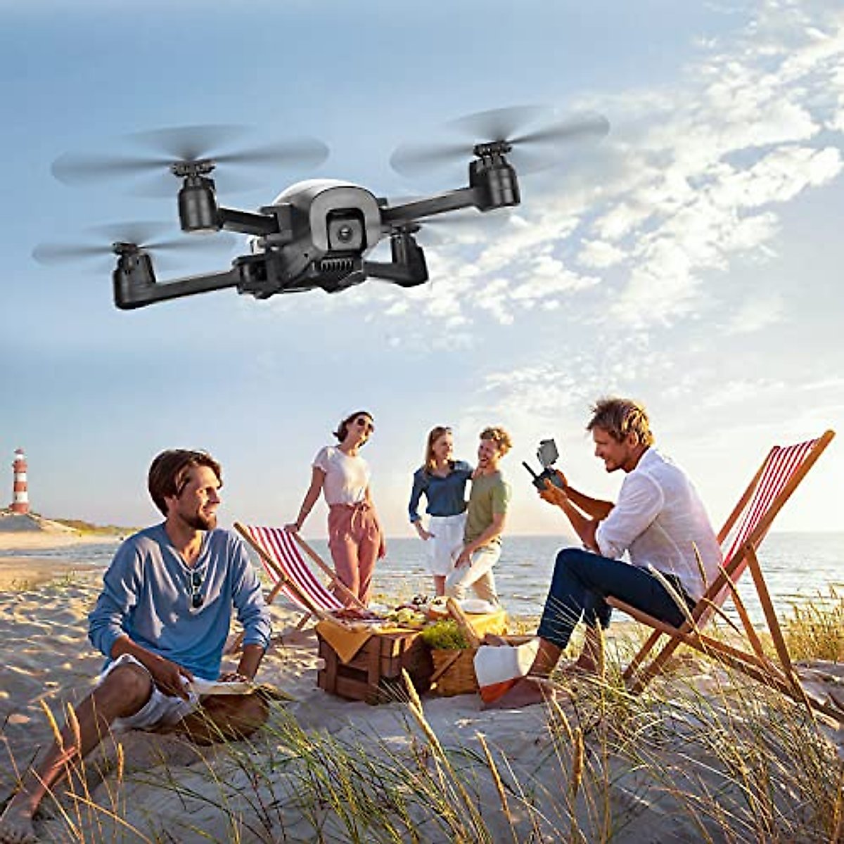 TENSSENX Drone with 1080P Camera, Foldable FPV Drone for Adults and Kids, TSRC A5 RC Quadcopter with 2 Batteries for 40 Mins flight, Voice and Gesture Control, Optical Flow Positioning, Gravity Sensor