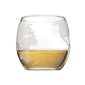 Godinger Whiskey Decanter Airplane Globe Set with 2 World Whiskey Glasses - for Liquor Scotch Bourbon Vodka