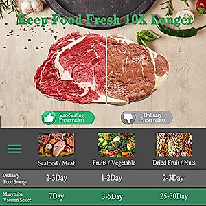 Vacuum sealer machine with 20pcs vacuum sealer bags, Manymiba 100W 60Kpa Powerful Dry/Moist/Liquid food saver vacuum sealer machine, food vacuum sealer machine, food sealer vacuum sealers