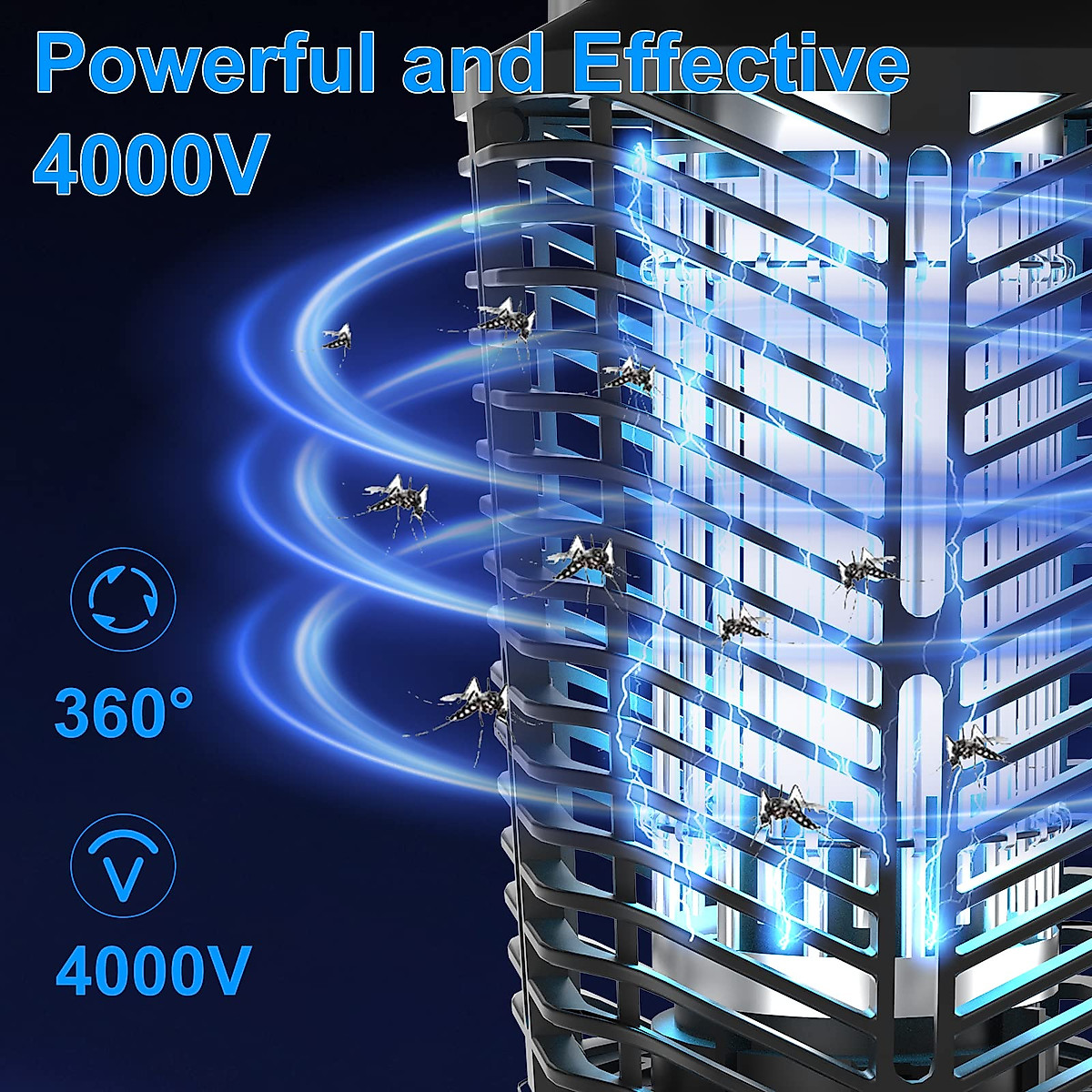 Bug Zapper Outdoor and Indoor 20W, Home4me Electric Mosquito Zapper 4000V High Powered with Switch, Waterproof Mosquito Trap Outdoor, Mosquito Killer, Fly Zapper for Backyard Patio Home