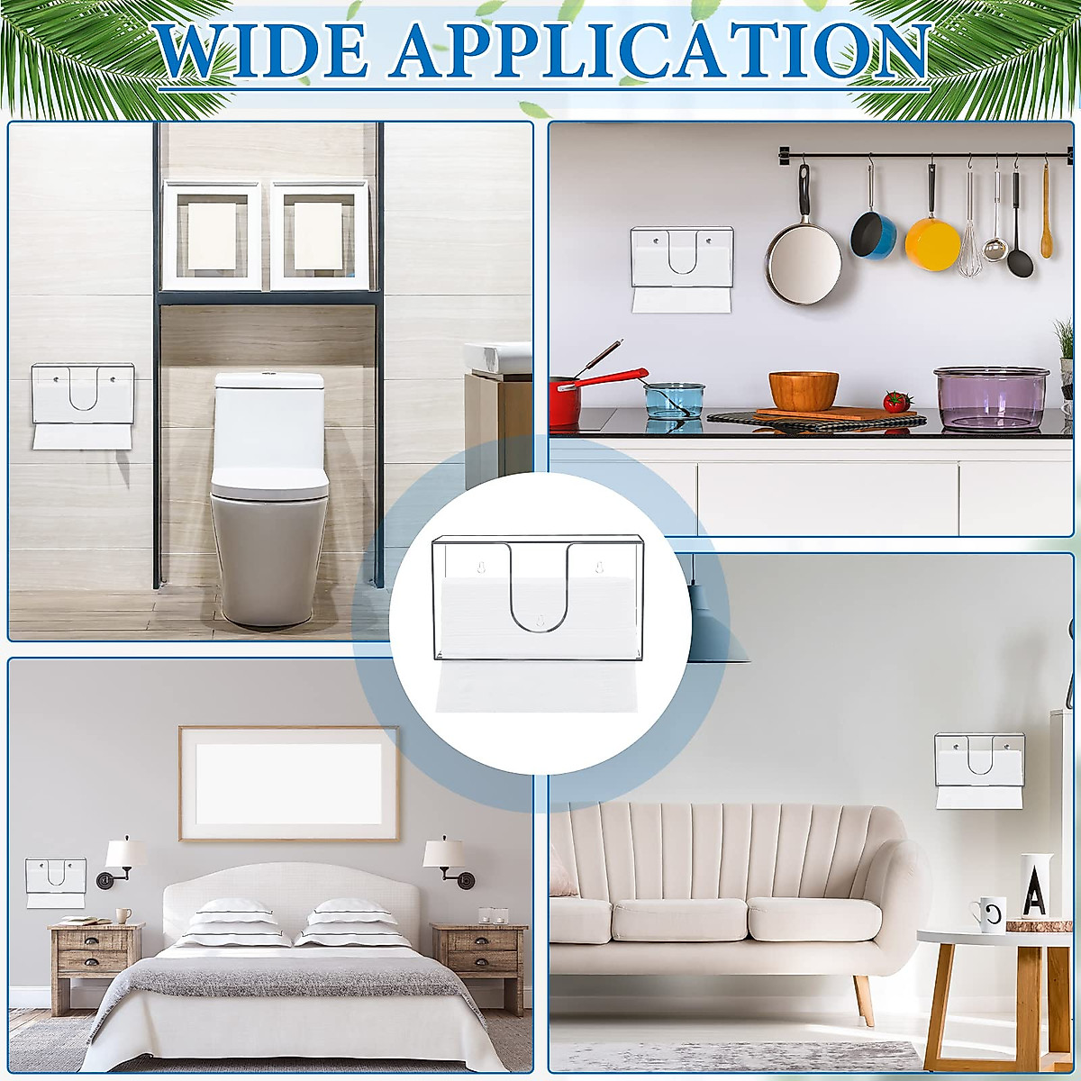 Potchen Acrylic Paper Towel Dispenser Bathroom Holder Multifold Wall Mount with Lid Clear Guest Napkin for Toilet Kitchen Z Fold, C Fold or Multi Towels (4 Pcs)