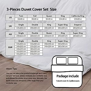 RIVINE Country Style Duvet Cover Set 3 Pieces Gustav Klimt Flower Garden Colorful Plant Microfiber for Bedding Set with 2 Pillow Shams Queen