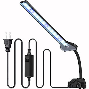 FYD LED Aquarium Light, 4.5W Clip on Aquarium Light Suitable for Uncovered Aquariums Under 15 Inches, Fish Tank Light with White & Blue Lights, Aquarium Plant Light for Reef Coral Aquatic Plants