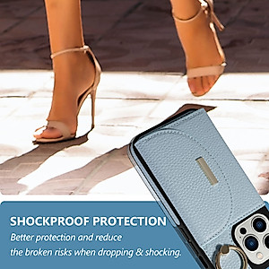 Keallce Case for iPhone 13 Pro 6.1'' 5G, Flip Leather Wallet Case with Card Slots, Stand Ring Holder Kickstand, Protective Folio Phone Cover for Women Ladies Compatible with iPhone 13 Pro 2021, Blue