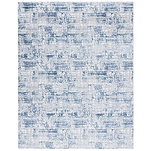 SAFAVIEH Amelia Collection Area Rug - 9' x 12', Navy & Light Grey, Modern Abstract Distressed Design, Non-Shedding & Easy Care, Ideal for High Traffic Areas in Living Room, Bedroom (ALA786N)