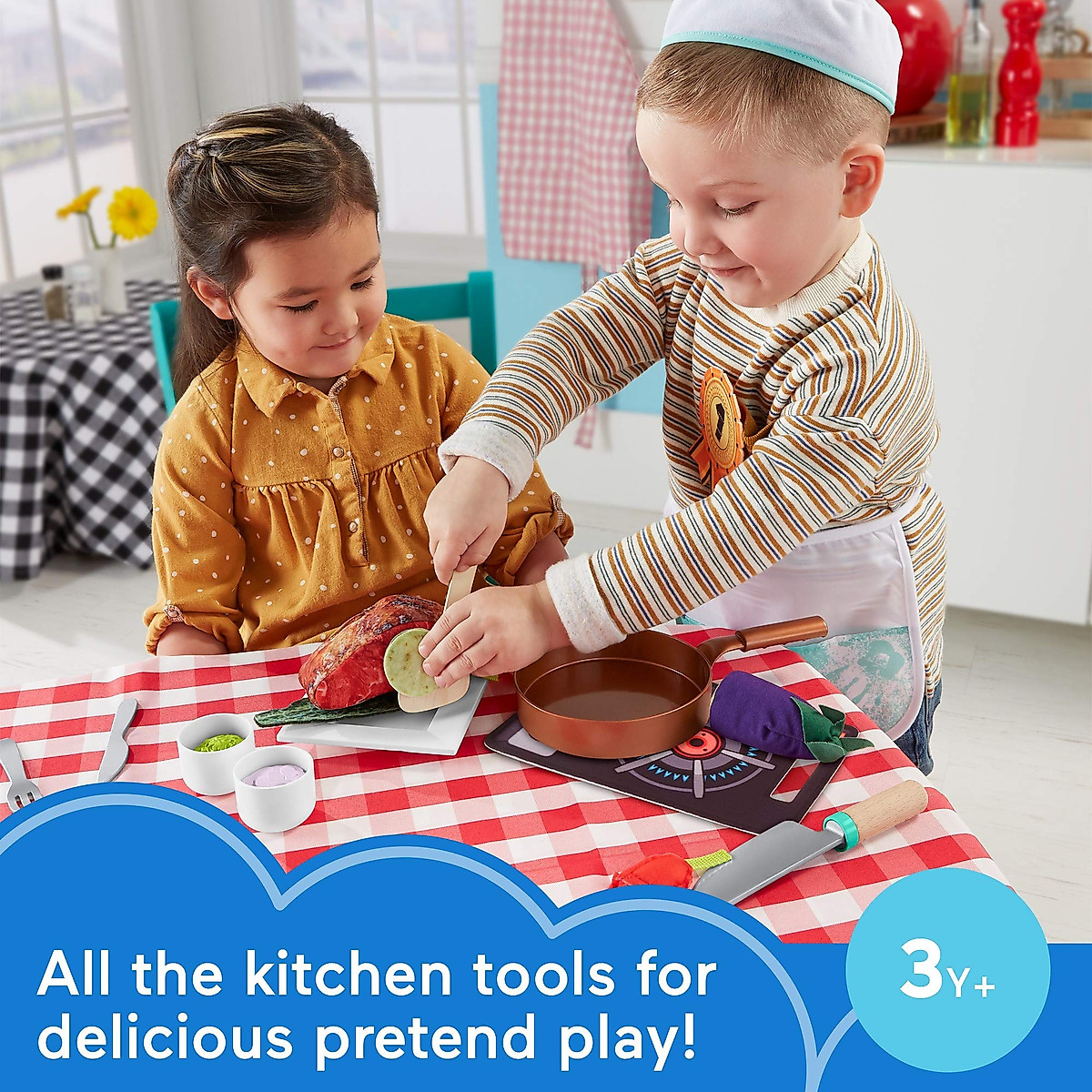 Fisher-Price Head Chef Set, pretend kitchen cooking play set for preschool kids ages 3 years and up