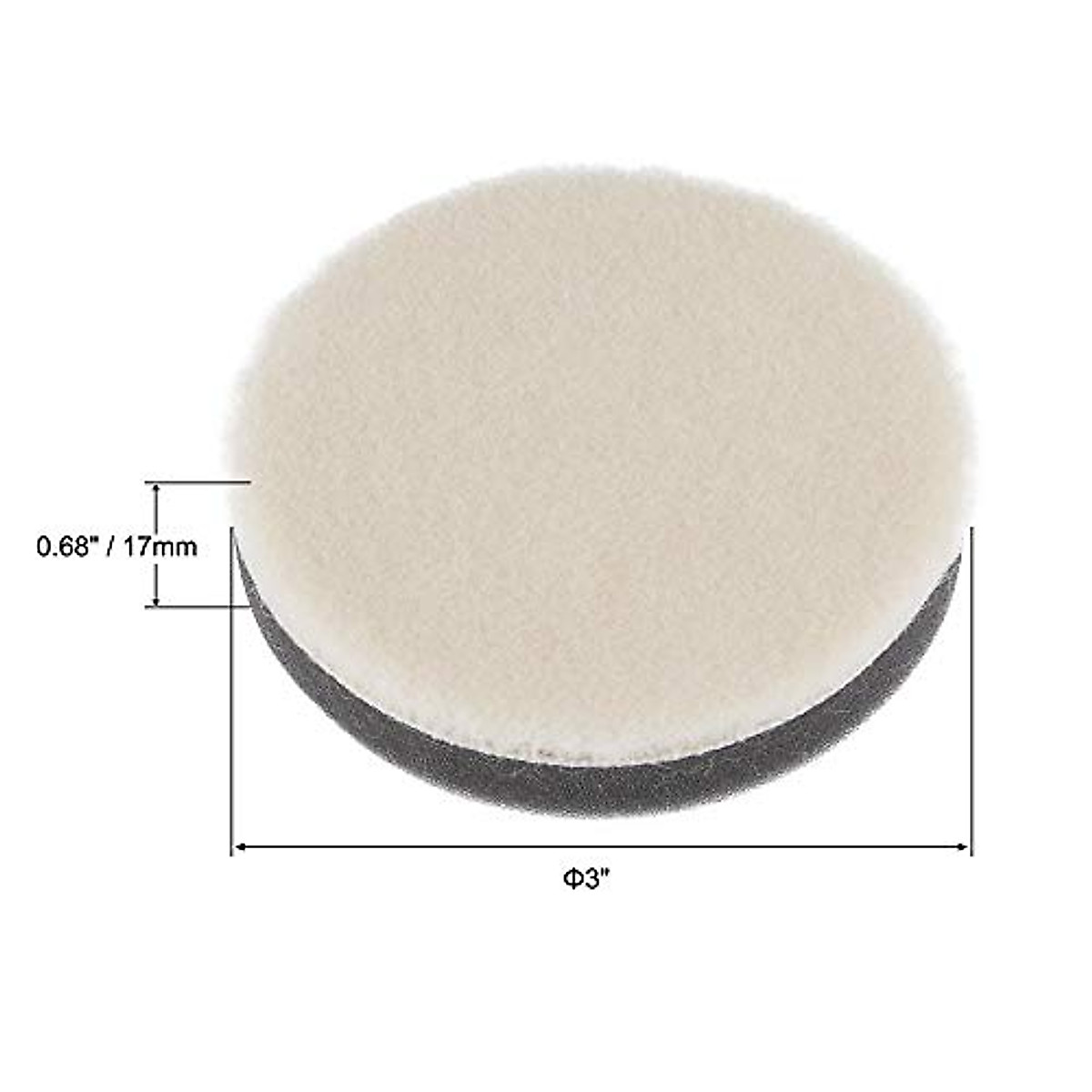 uxcell 3" Wool Felt Sponge Polishing Pad Hook and Loop Buffing Wheel Fine Polishing for Orbital Polisher Buffer 2 Pcs