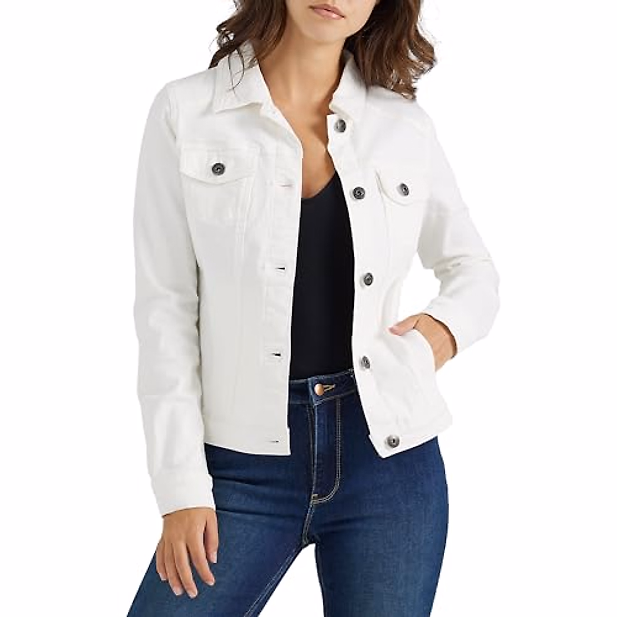 Wrangler Authentics Women's Stretch Denim Jacket, Off-White, Large