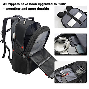 VESERI Travel Business Laptop Backpack for 18.4in PC with Shoe Compartment USB Charging Port,Sport Gym Bag for College Hiking Camping,Waterproof Bookbag School Backpack for Men Women Boys,Black