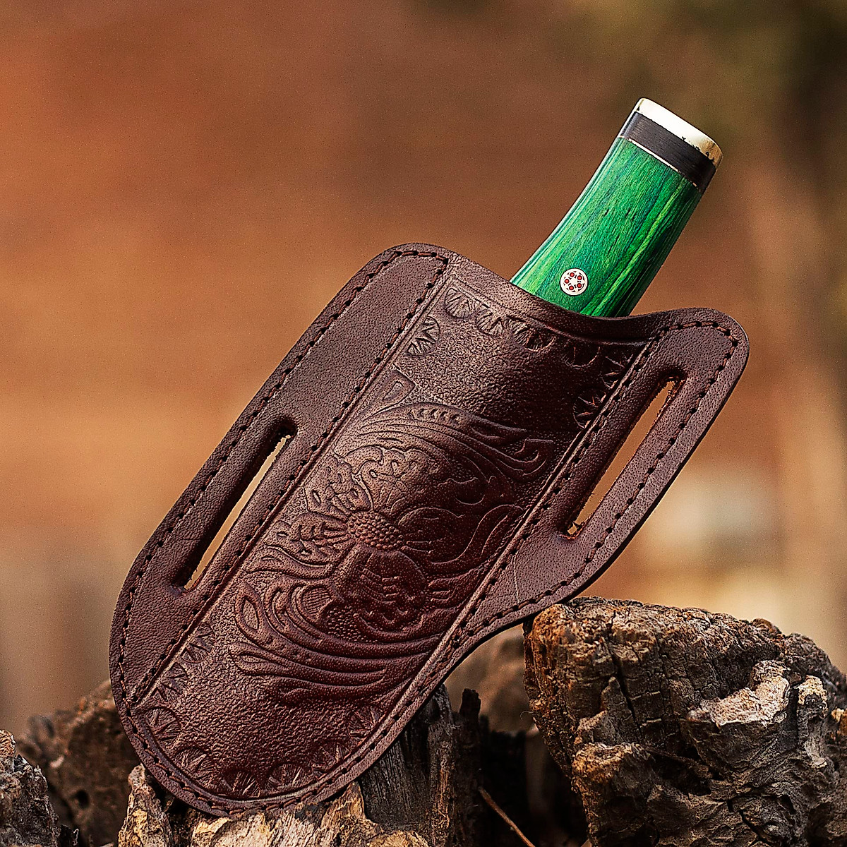 Leather Knife Sheath, Tooled Leather Sheath, Belt Sheath, Pan Cake Sheath, Beautiful Cow Boy Bull Cutter Knife Leather Cover 100% Real Leather SS-17701 (Cowhide Leather)