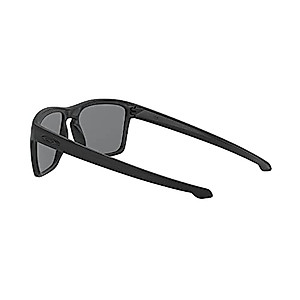 Oakley Men's OO9341 Sliver XL Rectangular Sunglasses, Matte Black/Grey Polarized, 57 mm