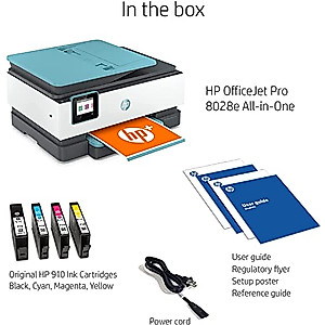 HP OfficeJet Pro 80 28e All-in-One Wireless Color Inkjet Printer, Print Scan Copy Fax, Ethernet, 20 ppm, Auto 2-Sided Printing, 4800 x 1200 dpi, Blue (Renewed)