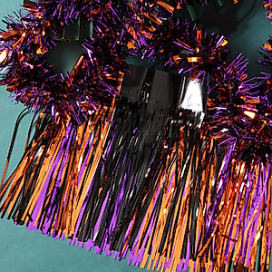 Ohiyoo 5 Pack 10 Feet Halloween Foil Fringe Garland Orange Black Purple Fringe Garland Metallic Tinsel Streamers Fringe Backdrop Banner for Halloween Parade Floats Halloween Party Decoration
