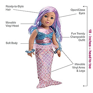 ADORA Amazon Exclusive Amazing Girls Collection, 18” Realistic Doll with Mermaid Outfit, Birthday Gift for Kids and Toddlers Ages 6+ - Mermaid Millie!