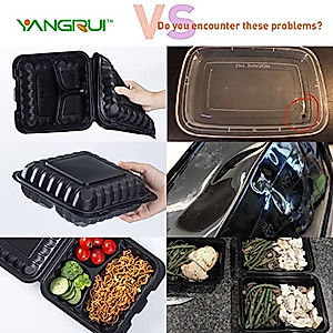 YANGRUI Clamshell Food Containers, Shrink Wrap 55 Pack 8 Inch To Go Containers BPA Free Microwave Freezer Safe Plastic Hinged Clamshell Take Out Containers