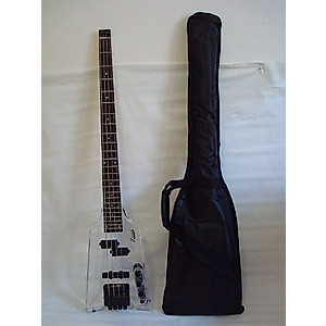 Ktone 4 String Clear Body Lucite Electric Bass Guitar, Headless with Free Gig Bag New