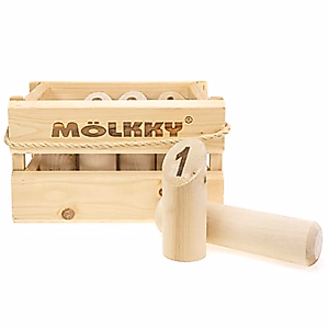 Molkky - Wooden Pin & Skittles Game - Outdoor Fun - For Beach - Park - Picnic - Playground - Classic Family Garden Game from Tactic