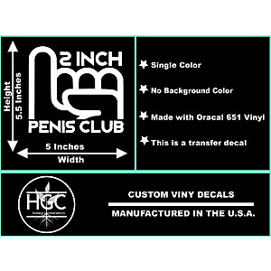 2 Pack - 2 Inch Penis Club - Funny | Decal Vinyl Sticker Graphics for Car Truck SUV Van Wall Window Laptop | 5.5" Width by 5" Height HGC3323.07 White