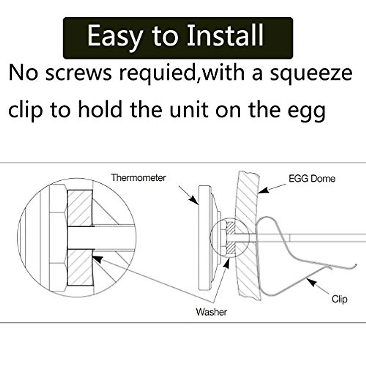 DOLAMOTY Upgrade Replacement Thermometer for Big Green Egg Grill with 3.3" Large Dial,Temperature Gauge for Big Green Egg Accessories 150-900°F with Waterproof and No-Fog Glass Lens