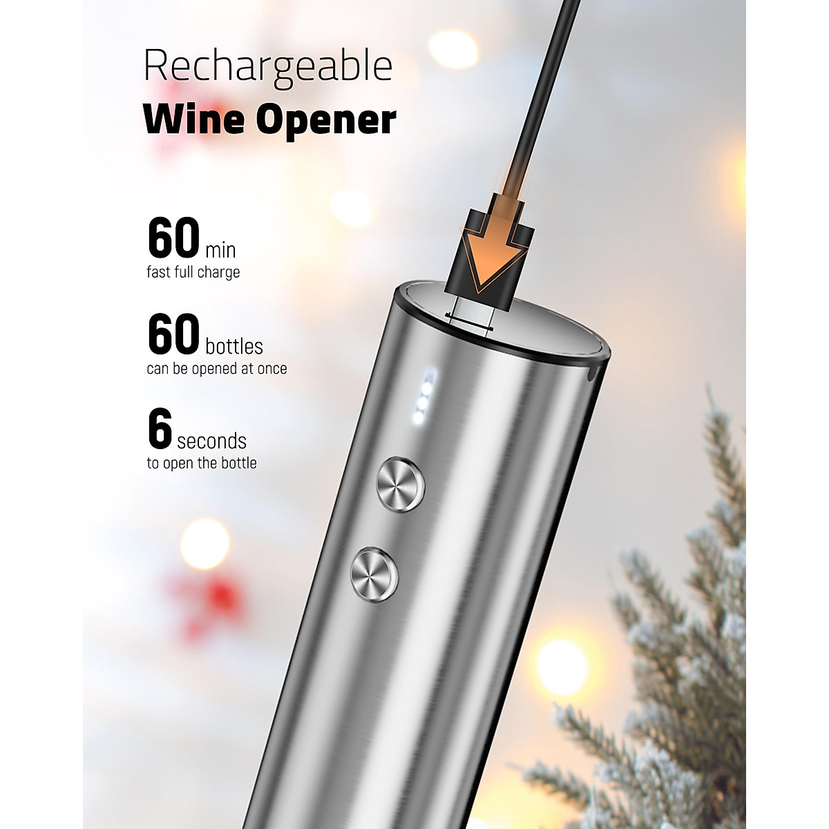 Electric Wine Opener Set - Premium Wine Gifts with Wine Opener, Foil Cutter, Wine Aerator, Vacuum Stopper, and Elegant Gift Box - Ideal Christmas Gift for Unforgettable Moments