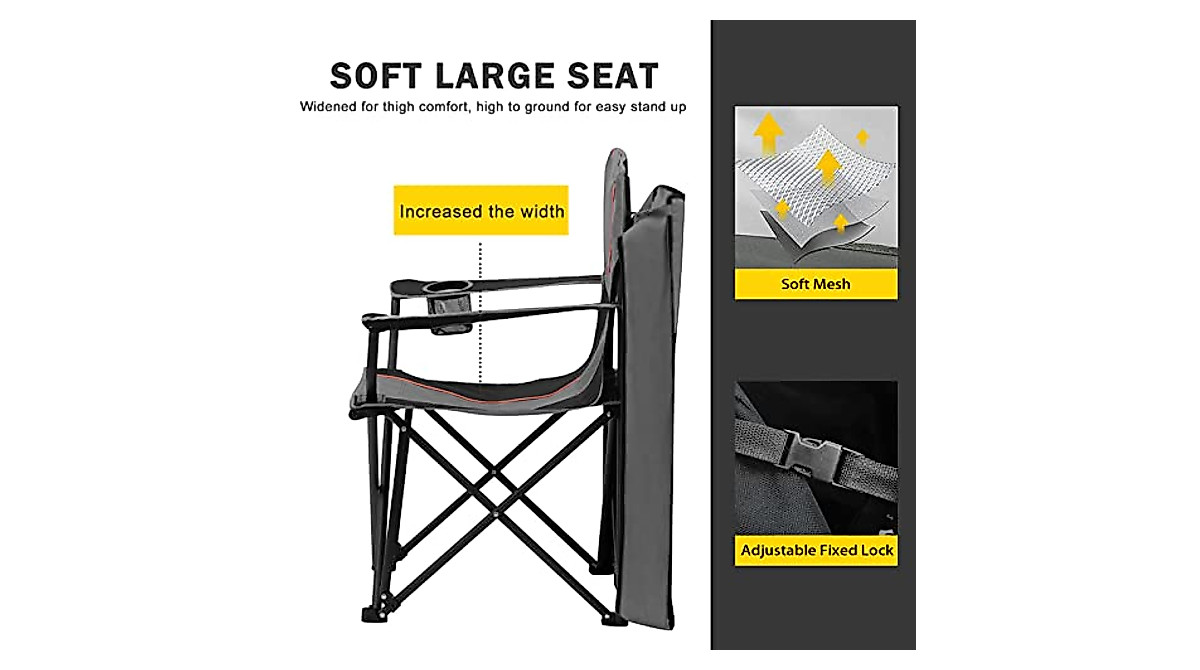 FAIR WIND Oversized Camping Chair - Adjustable Shade Canopy