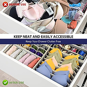SANTUKEY 6 Pack Drawer Organizers for Clothing, Underwear Drawer Organizer, Dresser Drawer Organizers Fabric Foldable Divider, Closet Organizers and Storage Boxes for Bras, Tie, Belts, Socks