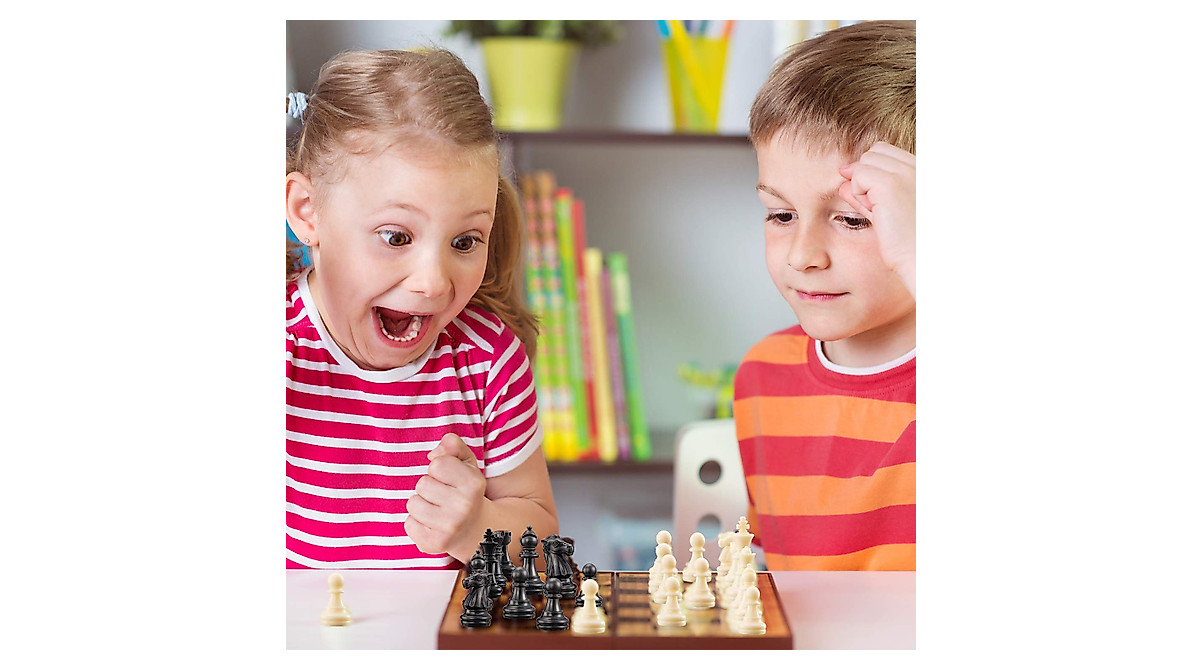 2 Sets Tournament Chess Pieces - White & Black Plastic Staunton Sets
