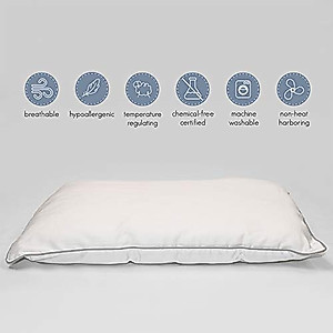 Woolino Premium Wool Toddler Pillow, All Natural Breathable 100% Wool Fill and Cotton Cover - Baby, Kids and Travel Size, 14 x19