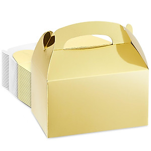 Juvale Gold Gable Boxes for Birthday Treats, Wedding Party Favors (6.2 x 3.6 x 3.4 In, 24 Pack)