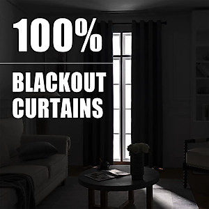 Rutterllow 100% Blackout Curtains 2 Panels, Full Shade 84 Inches Long Complete Drapes for Living Room, Dark Grey Thermal Insulated Bedroom Window Treatment Drapes (Gray, 52 x 84 inch)