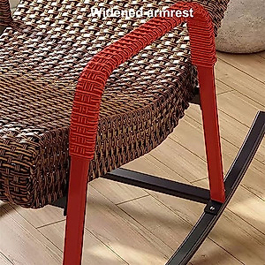 JHKZUDG Rattan Rocking Chair,Patio Rocking PE Rattan Chair,Zero Gravity Rocking Lounge Chair,Garden Rattan Chairs with Pillow Recliner Seat, for Garden Backyard Porch