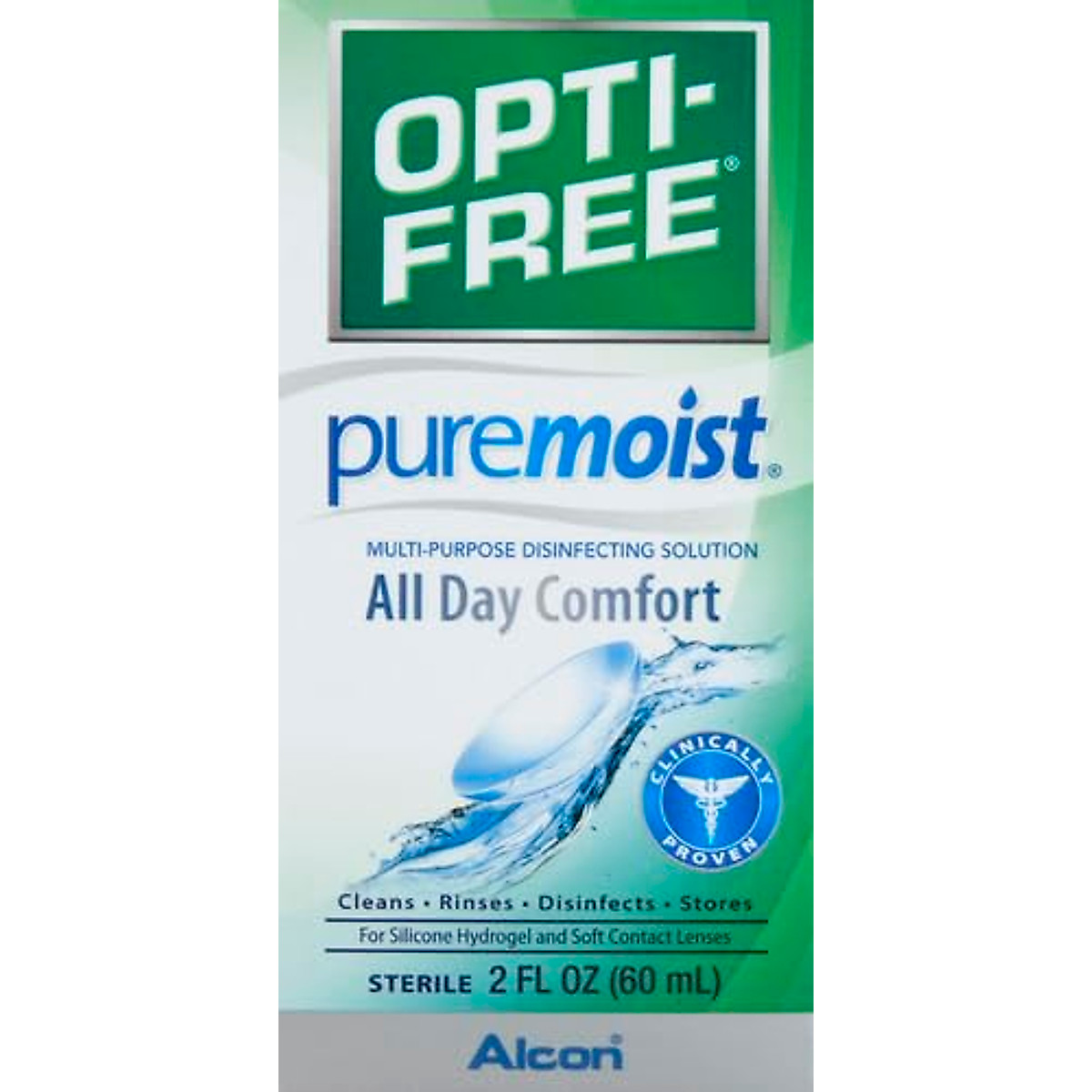 Alcon Opti Free Disinfecting Solution, Multi-Purpose, All Day Comfort, Pure Moist, 2 Oz