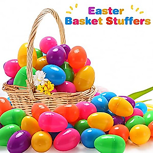 HUISUMAI (51-Pack) Easter Eggs, Fillable Easter Eggs with Hinge, Easter basket stuffers Easter Theme Party Favor, Easter Eggs Hunt, Basket Stuffers Filler, Classroom Prize Supplies