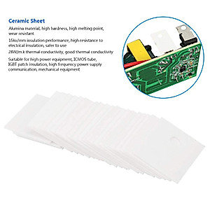 100 Pcs TO-247 17 x 22 x 1mm Alumina Ceramic Insulating Sheet High Hardness Excellent Wear Resistance MOS Transistor IGBT Cooling Pad with 3.7mm Hole