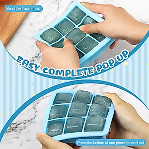 Hoolerry 4 Pcs Baby Food Storage Container Silicone Baby Food Freezer Tray with Clip on Lid, Baby Food Trays for Freezing for Freezing Baby Food Breast Milk Fruit Purees Vegetables