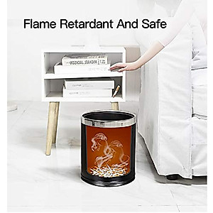 10Liter/2.64 Gallon Metal Trash Can with Faux Leather,Double-Layer Dustbin Without Cover Garbage Bin for for Bathroom Office Bedroom Living Room Kitchen (Gold Circle, Black)