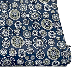 Yifely Self-Adhesive Shelf Liner Removable Drawer Paper for Dorm Apartment Furniture Decor, Modern Circle, 17.7 Inch by 9.8 Feet