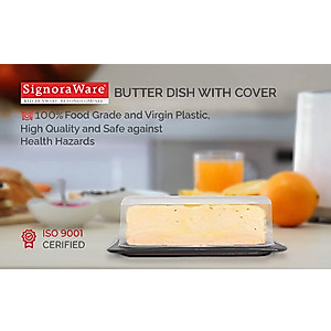 Cover Butter Container - Butter Storage Container with Transparent Lid - Durable Plastic Butter Container for Counter - Plastic Butter Dish with Lid - Covered Butter Dish for Home or Camping (Black)