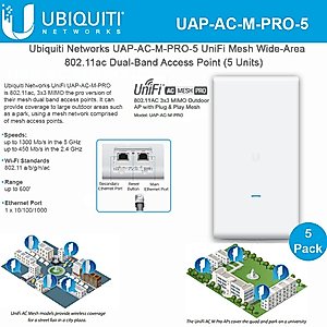 UniFi Mesh AC Pro UAP-AC-M-PRO-5-US 802.11AC 3x3 MIMO Outdoor Wi-Fi Access Point Wide-Area Dual-Band AP