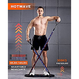 HOTWAVE Ultimate Portable Home Gym with 16 Fitness Accessories,20 in 1 Push Up Board,Resistance Bands with Ab Roller Wheel,Full Body Workout Equipment at Home for Man and Woman
